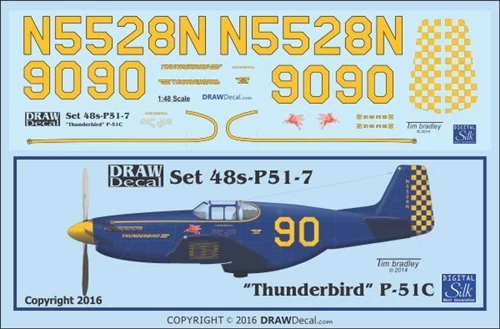 Draw Decal 48-P51-07 North American F-6 C - "Thunderbird" (Bendix 1948 and 1949)