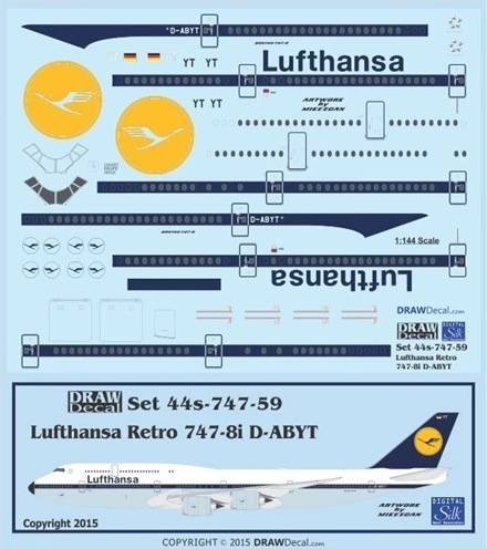 Draw Decal 44-747-59 Boeing 747-8i - Lufthansa Retro (D-ABYT)