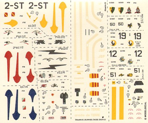 Modeldecal 068 Armee de L'Air MD-450 Ouragan / T-28 A Trojan and Alouette III Decals