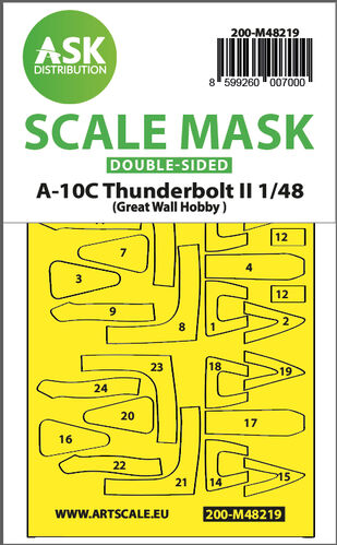 Art Scale Kit M48219 Fairchild A-10 C Thunderbolt II - Double-Sided Express Fit Mask (for Great Wall Hobby kits)