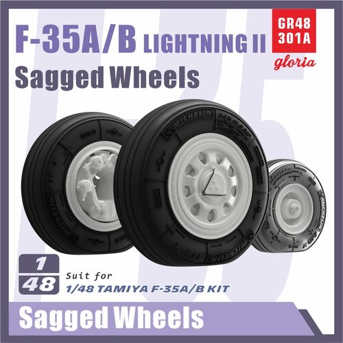 Gloria Model GR48301A F-35A/B Lightning II Sagged Wheels (For Tamiya Kit)