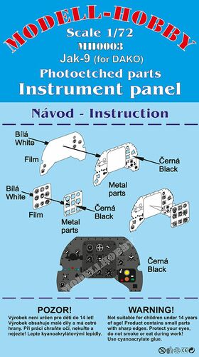 MH Models K72903 Yak-9 Photoetched parts instrument panel for Dakoplast ex Modell-Hobby