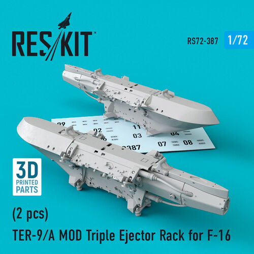 RES/KIT 72-0387 TER-9/A MOD Triple Ejector Rack for F-16 (2 pcs) (3D Printing)
