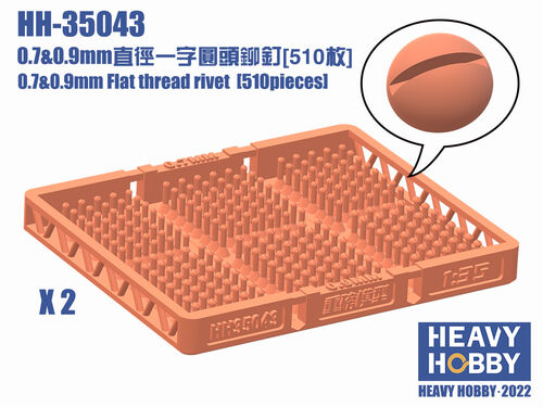 Heavy Hobby HH-35043 0.7&0.9mm Flat thread rivet (510 pieces)