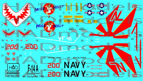 HAD Models 48194 F-14A VF111 Sundowners Miss Molly