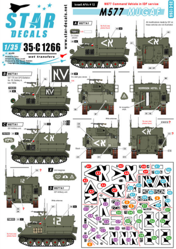 Star-Decals 35-C1266 Israeli AFVs # 12. M577 Mugaf in IDF service.