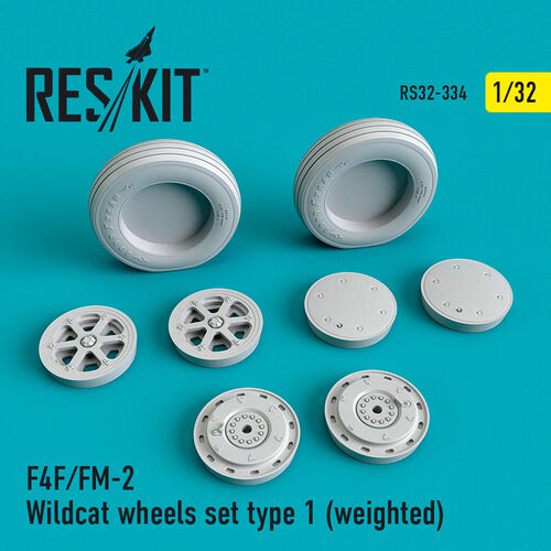 DISCONTINUED RES/KIT 32-0334 F4F/FM-2 Wildcat wheels set type 1 weighted