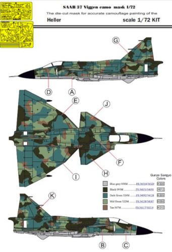 Maestro Models K7271 SAAB 37 1-seater splinter camo paint mask