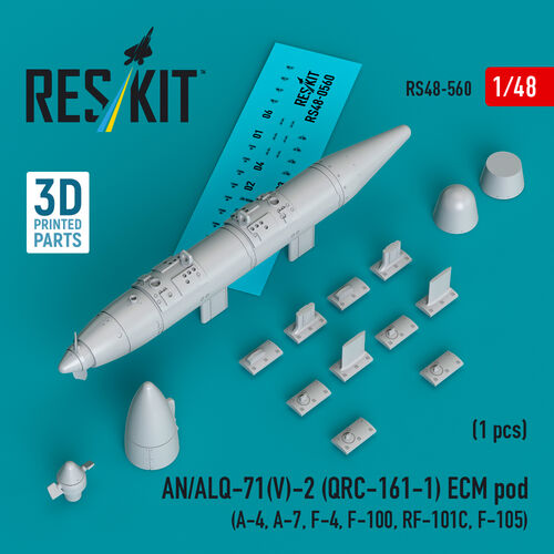 RES/KIT 48-0560 AN/ALQ-71(V)-2 (QRC-161-1) ECM Pod (1pc) (A-4, A-7, F-4, F-100, RF-101C, F-105) (3D Printed)
