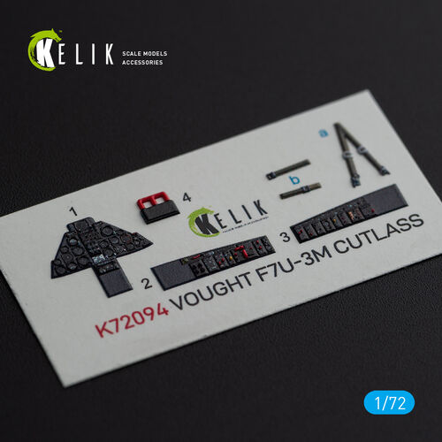 KELIK K72094 Vought F7U-3M Cutlass Interior 3D Decals For Fujimi Kit