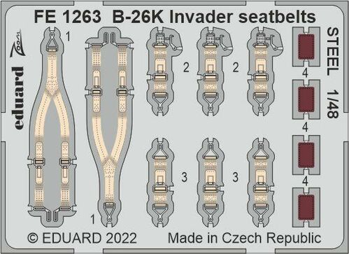 Eduard FE1263 B-26K Invader seatbelts STEEL ICM
