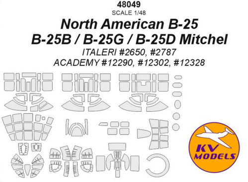 KV Models 48049 North American B-25, B-25B, B-25G, B-25D Mitchel