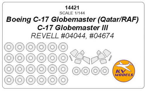KV Models 14421 Boeing C-17 Globemaster (Qatar/RAF) / C-17 Globemaster III (Revell) + wheels masks