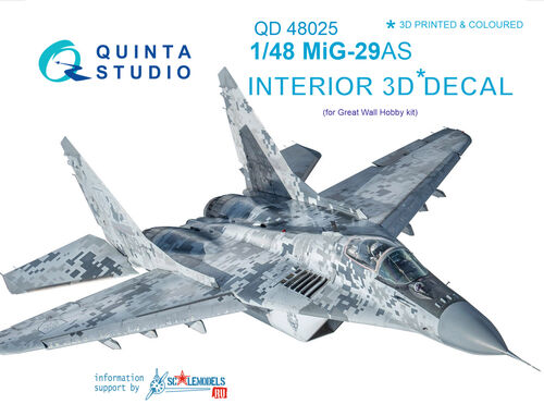 Quinta Studio QD48025 MiG-29AS (Slovak AF version) 3D-Printed & coloured Interior on decal paper