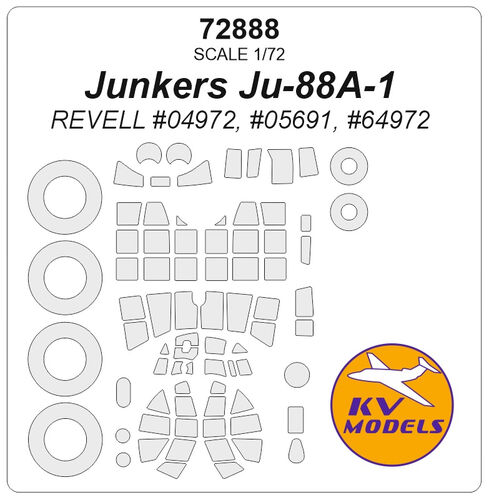 KV Models 72888 Junkers Ju-88 A-1 - Mask Set (for Revell 04972 / 05691 and 64972 Kits)