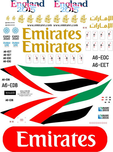 BSmodelle 144293 Airbus A-380 - Emirates Decal