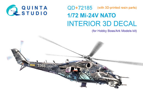 Quinta Studio QD+72185 Mil Mi-24V NATO - 3D-Printed & Coloured Interior on Decal Paper with 3D-Printed Resin Parts (for Hobby Boss / ARK Models Kits)
