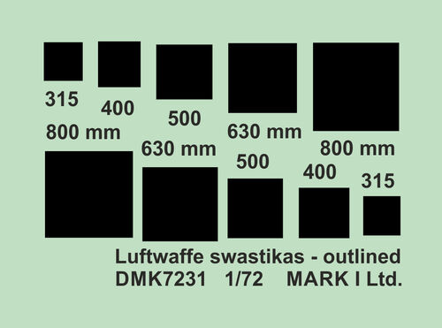 Mark I Decals DMK7231 Luftwaffe Swastikas, outlined - Black and White (2 sets)