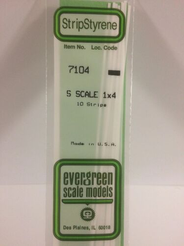 Evergreen 07104 "O" Scale Polystyrene Strip (35 cm) 0,38 x 1,57 mm (1 x 4) (1 pc)