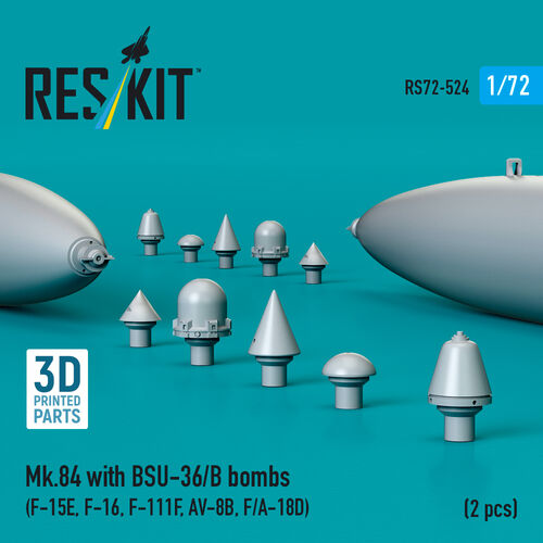 RES/KIT 72-0524 Mk.84 With BSU-36/B Bombs (2pcs) (F-15E, F-16, F-111F, AV-8B, F/A-18D) (3D Printed)