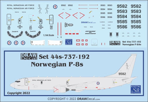 Draw Decal 44-737-192 Boeing P-8 A Poseidon - Royal Norwegian Air Force