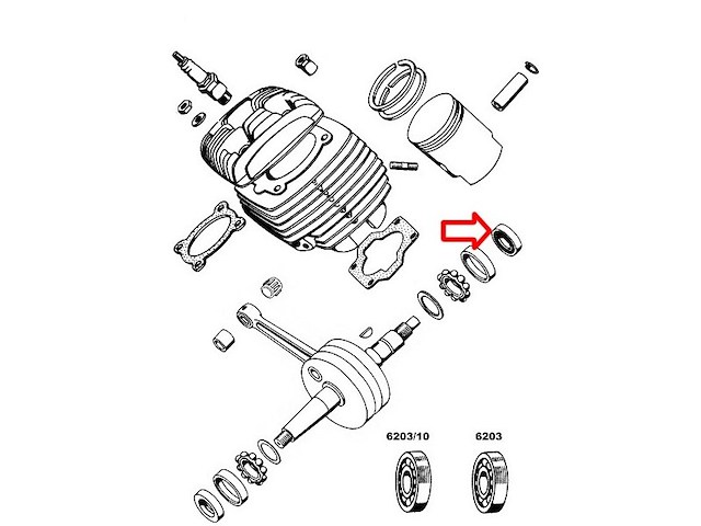 Semering radilice 20x35x7 mm Tomos APN 4 APN 6 T14 T15