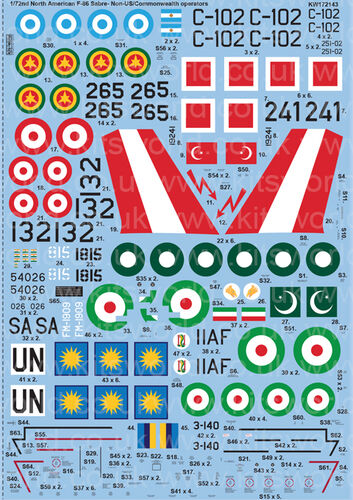Kits World 172143 North American F-86 F Sabre - Non-US/Commonwealth operators