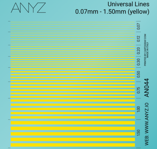 Anyz Model Accessories 044 Universal Lines 0.07mm - 1.50mm yellow