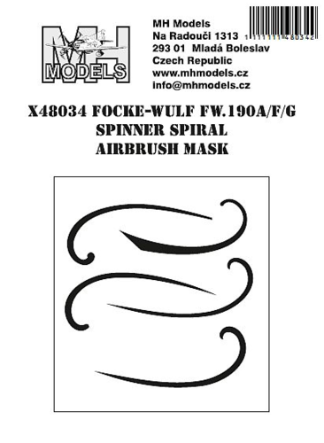 MH Models X48034 Focke-Wulf Fw.190A/F/G spinner spiral airbrush mask