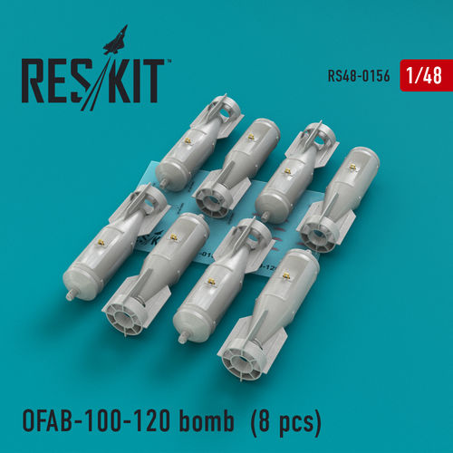 DISCONTINUED RES/KIT 48-0156 OFAB-100-120 bomb (8 pcs) Su-7, Su-17, Su-24, Su-25, Su-27, Su-30, Su-34, MiG-21, MiG-27, Yak-38, Jak-130