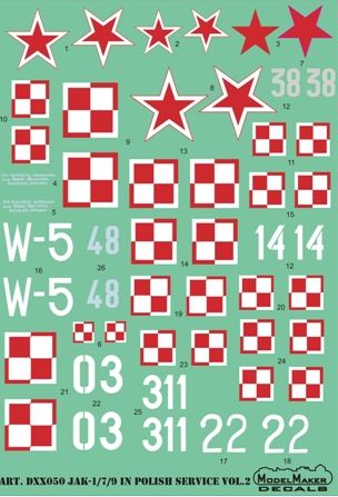Model Maker Decals D72050 Jak-1/7/9 in Polish service vol.2
