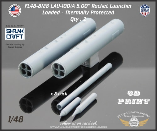 Flying Leathernecks 48-8128 LAU-10D/A 5.00" Rocket Launcher Thermally Protected - Loaded (2 pcs / 3D-Printed)