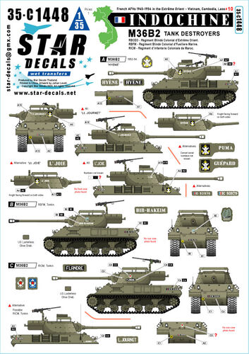 Star-Decals 35-C1448 Indochine Part 10 - French M36B2 Tank Destroyers. R.B.C.E.O. , R.B.F.M. and R.I.C.M.