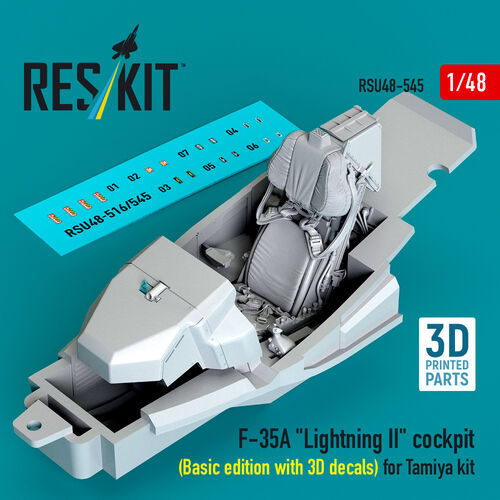RES/KIT U48-0545 Lockheed Martin F-35 A Lightning II - 3D-Printed Cockpit Basic Edition with 3D Decals (for Tamiya Kits)