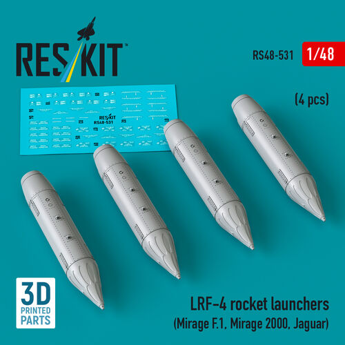 RES/KIT 48-0531 LRF-4 Rocket Launchers (4pcs) (Mirage F.1, Mirage 2000, Jaguar) (3D Printed)