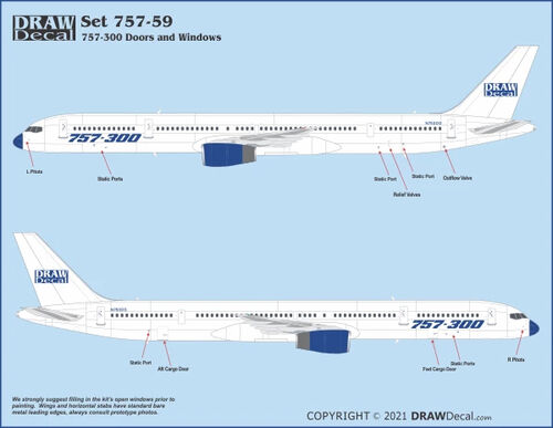 Draw Decal 20-757-59 Boeing 757-300 - Doors and Windows