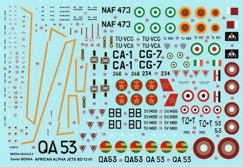 Berna Decals 72091 African And Qatar Air Forces Dassault-Bréguet Dornier Alpha Jets