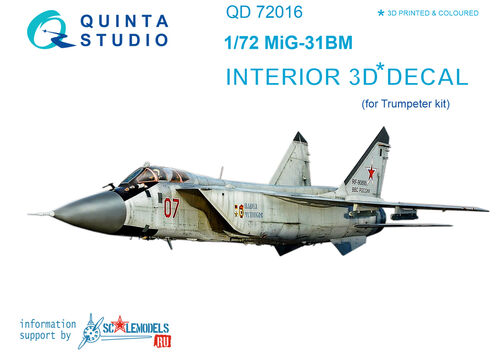 Quinta Studio QD72016 MiG-31BM 3D-Printed & coloured Interior on decal paper
