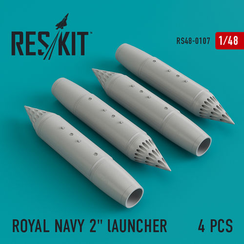 DISCONTINUED RES/KIT 48-0107 ROYAL NAVY 2" lAUNCHER (4 pcs) Phantom, Harrier, Sea Vixen, Buccaneer