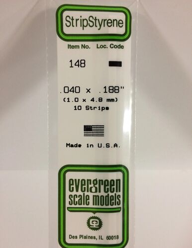 Evergreen 00148 Polystyrene Strip 1,00 x 4,80 mm (35 cm) (1 pcs)