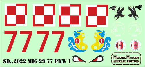 Model Maker Decals SD482022 MiG-29 '77' PKW 1