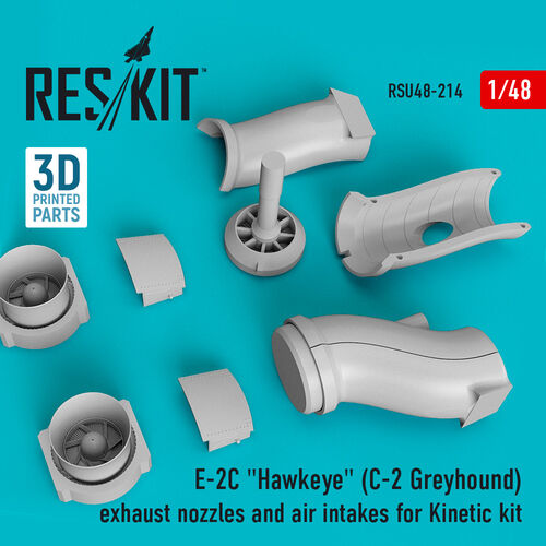 RES/KIT U48-0214 E-2C "Hawkeye" (C-2 Greyhound) exhaust nozzles and air intakes for Kinetic kit (3D Printing)