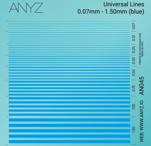 Anyz Model Accessories 045 Universal Lines 0.07mm - 1.50mm blue