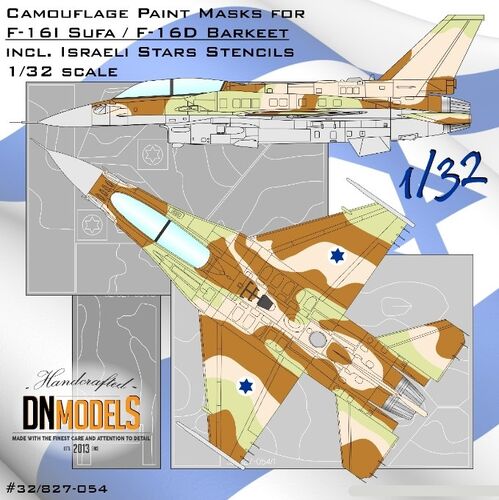 DN Models 32-827-054 F-16I Sufa / F-16D Barkeet Camo Paint Masks (With Israeli Stars Stencils)