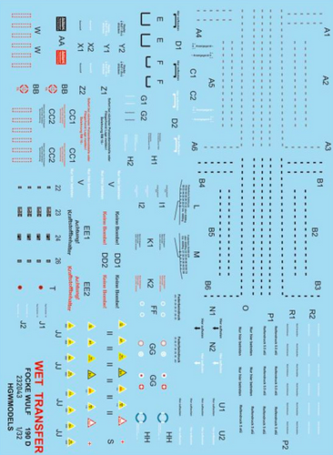 HGW Models 232043 Fw190D-9 - Stencils