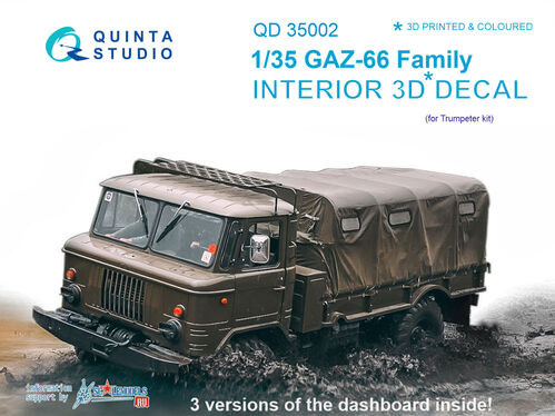 Quinta Studio QD35002 GAZ-66 Family 3D-Printed & coloured Interior on decal paper