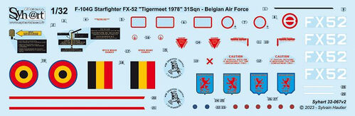 Syhart Decal 32-067 F-104G Starfighter FX-52 'Tigermeet 1978'