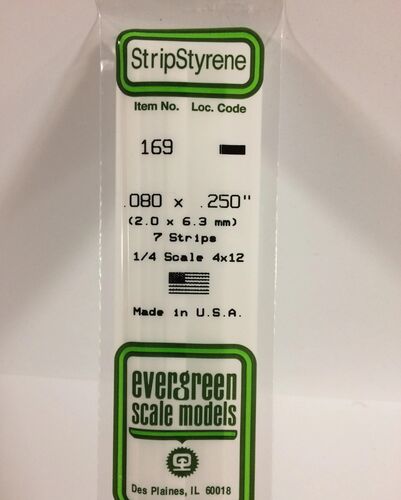 Evergreen 00169 Polystyrene Strip 2,00 x 6,30 mm (35 cm) (1 pcs)