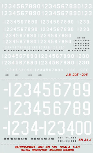 TAURO MODEL 48-516 SH-34 / AB.205 and AB.206 - Serials and Codes