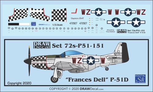 Draw Decal 72-P51-151 North American P-51 D - "Frances Dell"